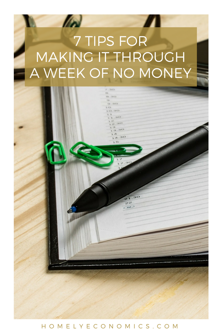 7 Tips For Making It Through A Week Of No Money • Homely Economics